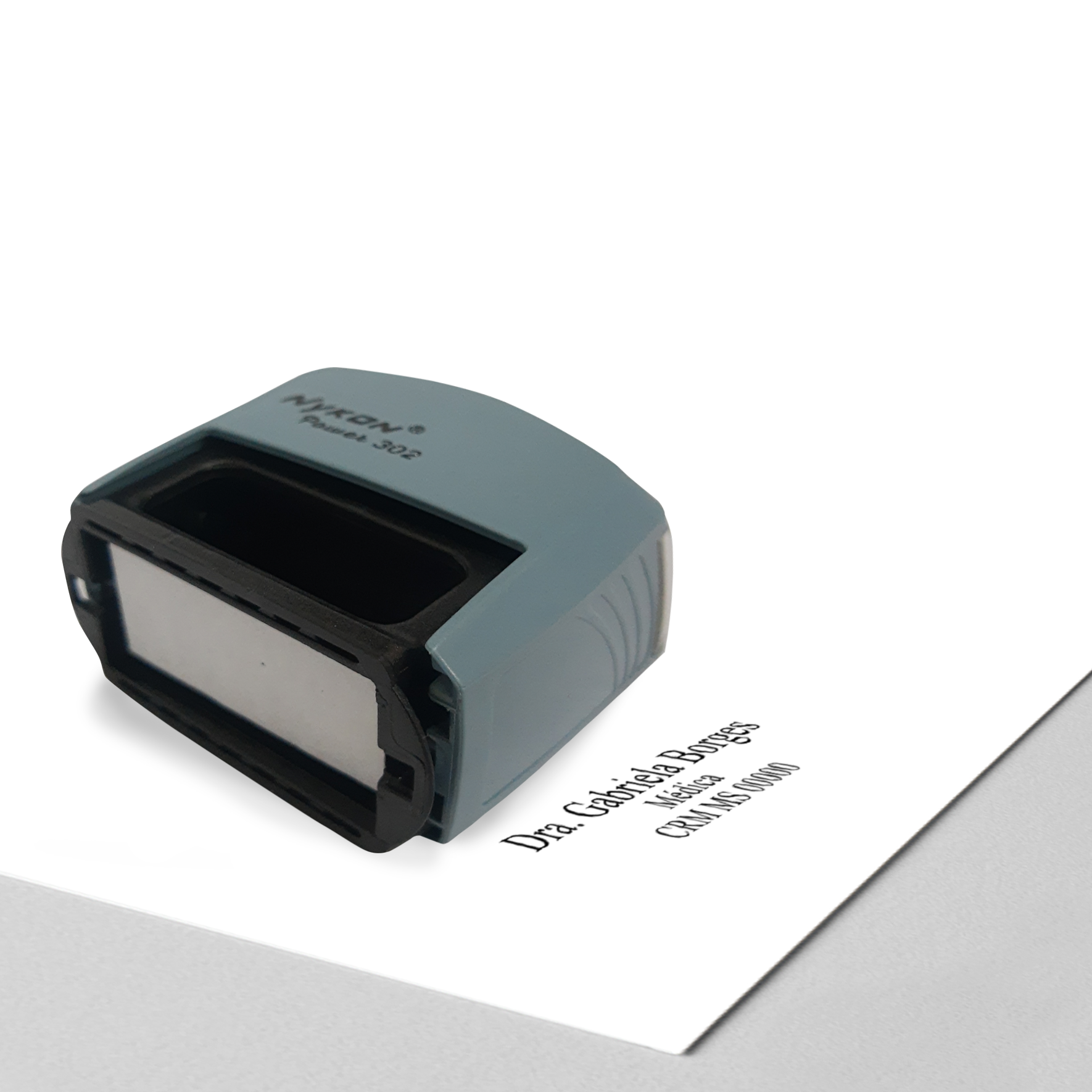 Carimbos Paraíso | Carimbo Nykon Black 302 - Azul pastel - 38x14mm