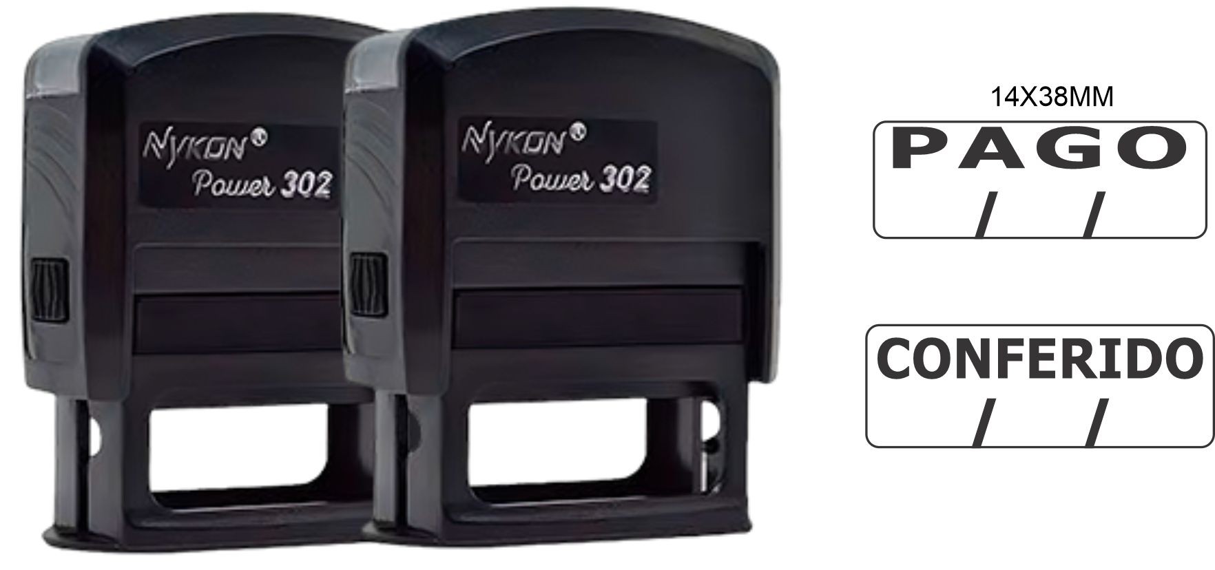 Carimbos Paraíso | Kit Comércio com 2 Carimbos (PAGO / CONFERIDO)